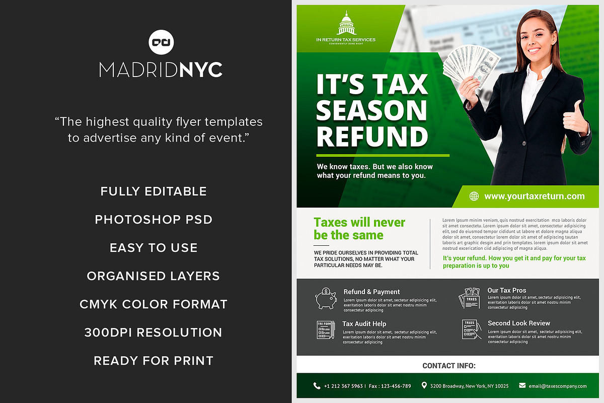 Income Tax Flyer, a Flyer Template by MadridNYC