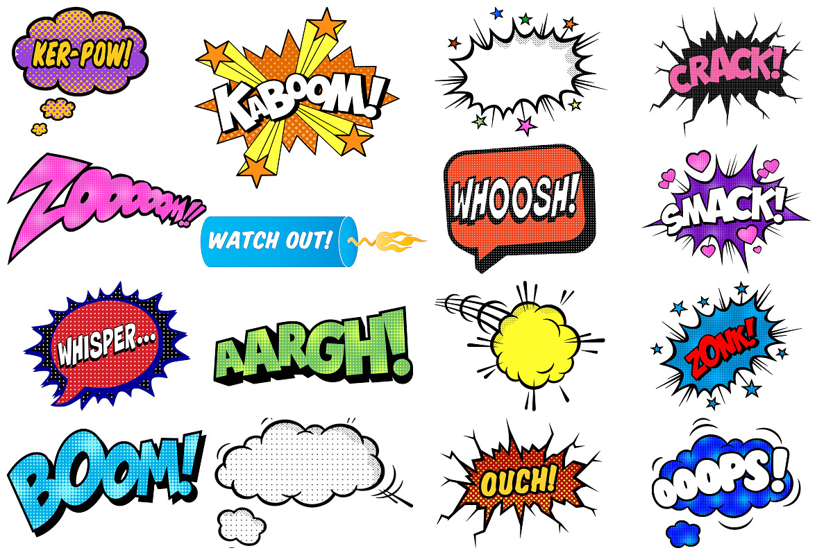 Superhero Comic Speech Bubbles, an Illustration by FrankiesDaughtersDesign