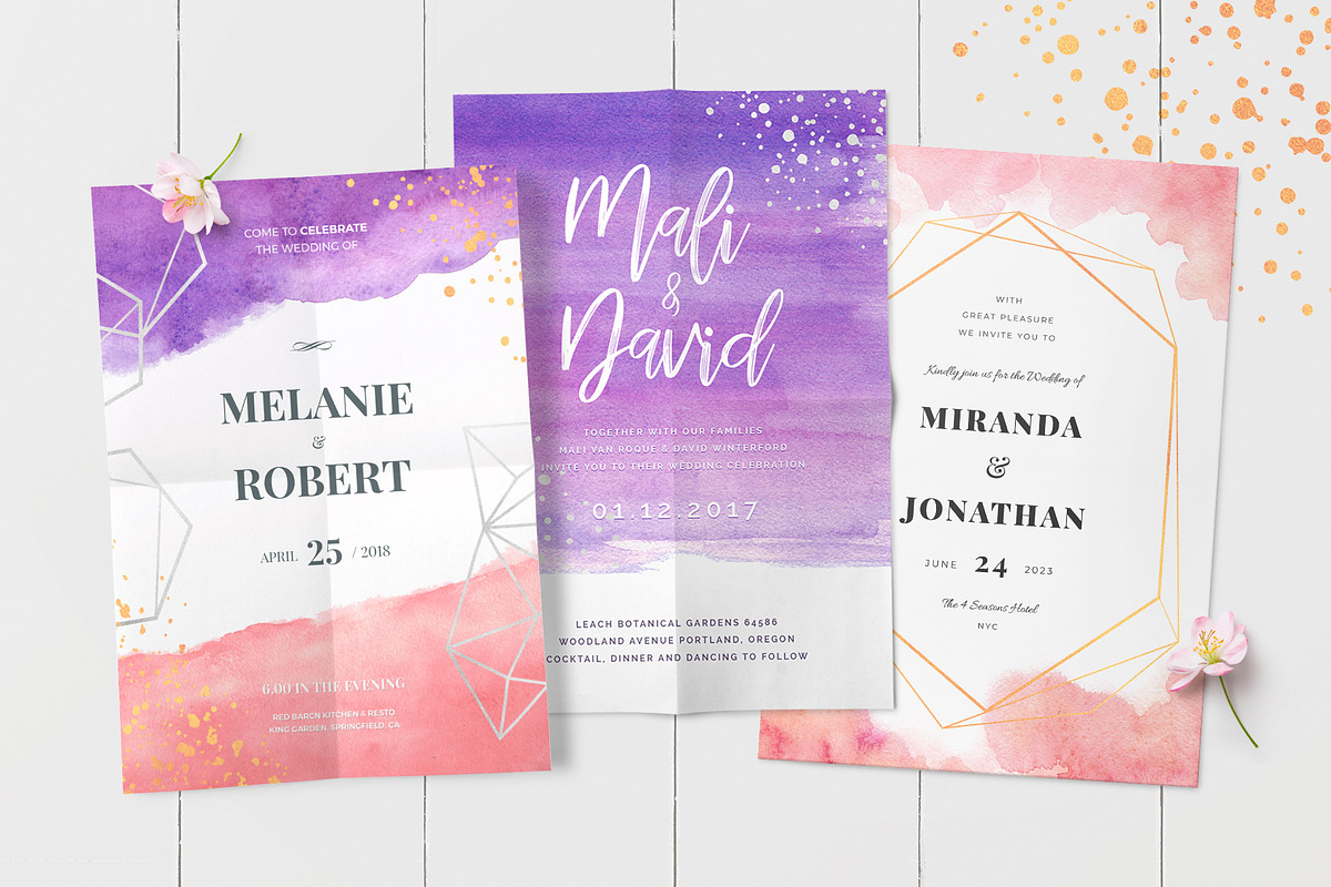 Peach & Purple Watercolor Clipart