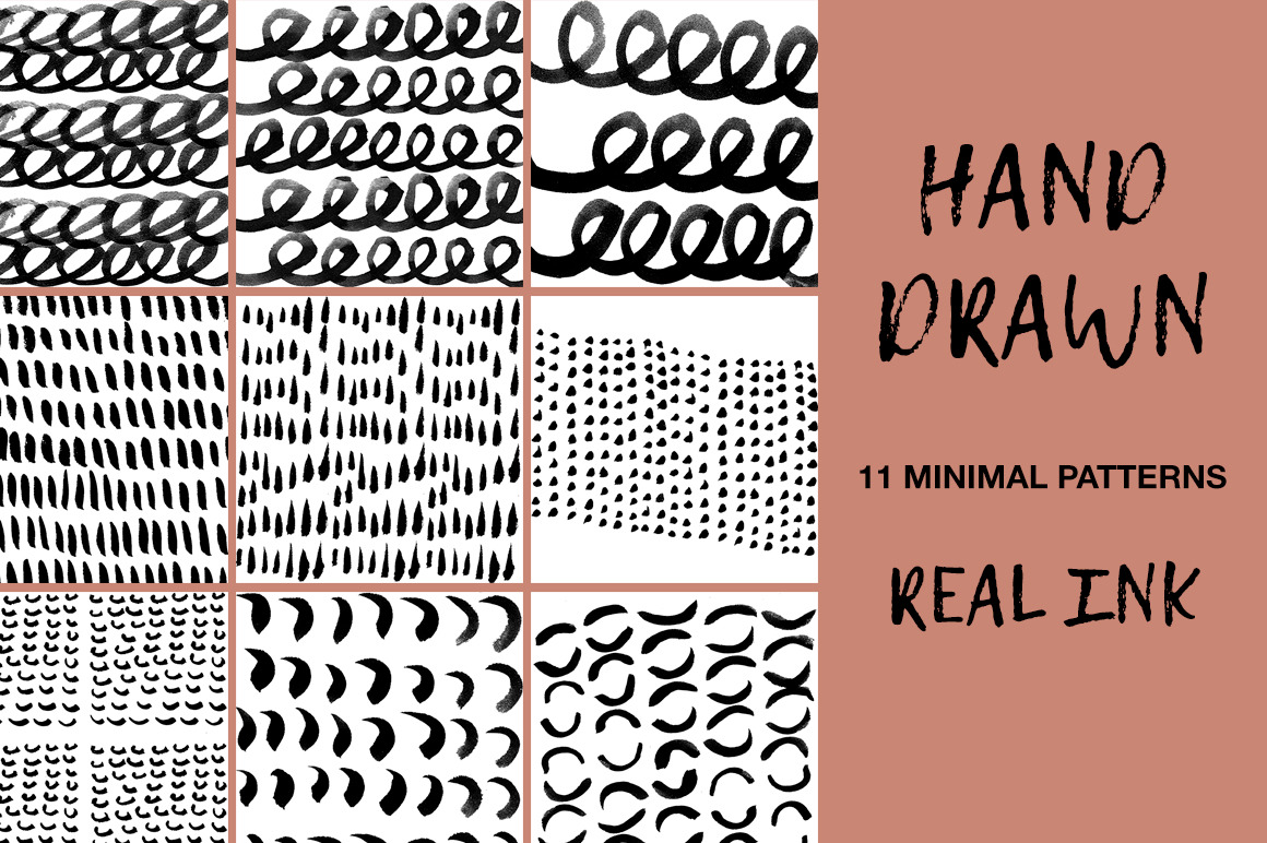 MINIMAL HAND DRAWN PATTERNS | INK, a Pattern Graphic by Mii Lab