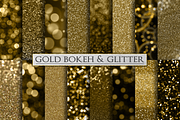 Gold Bokeh and Glitter Backgrounds, a Texture Graphic by Paper Element