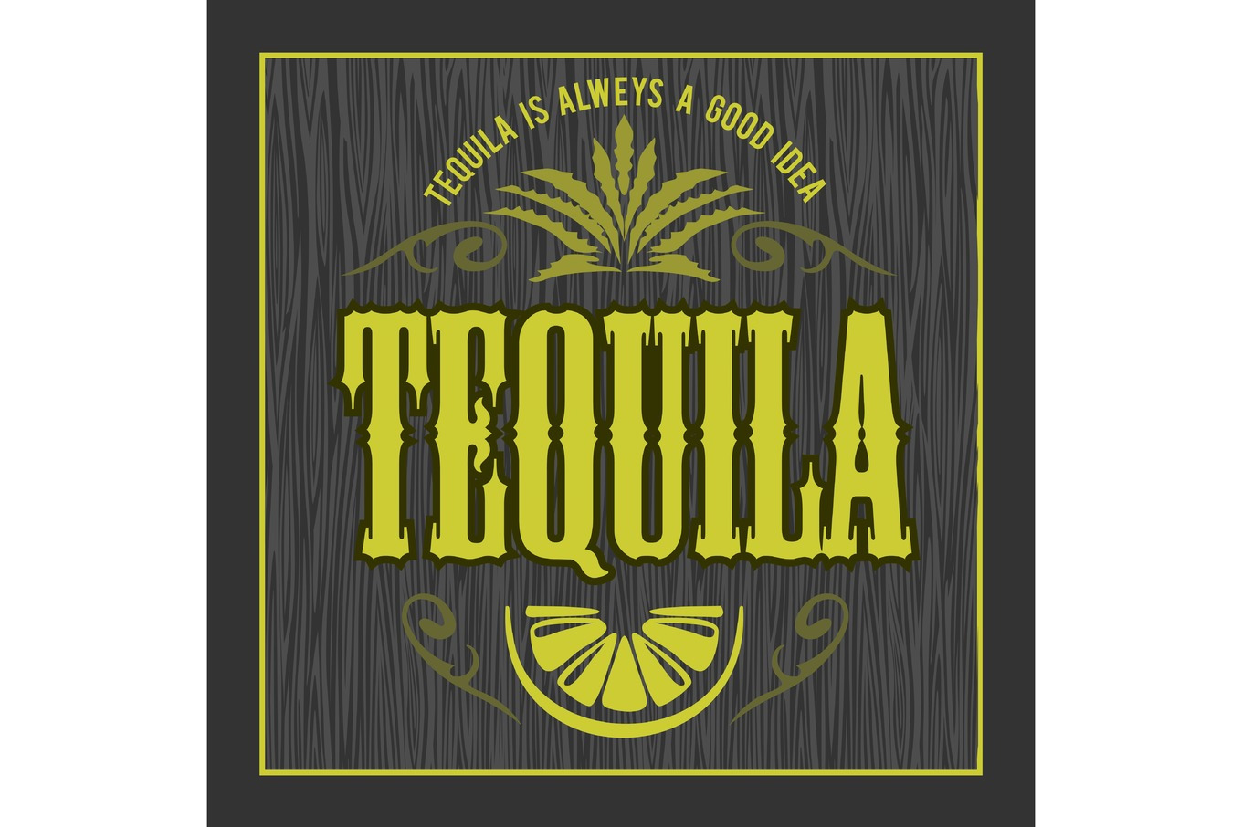 Vintage alcohol tequila drink vector bottle label. Sticker or poster ...