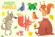 Cartoon woodland animals. Vector set | Animal Illustrations ~ Creative ...