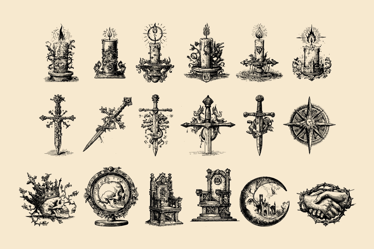 Medieval Valentine's Day illustrations
