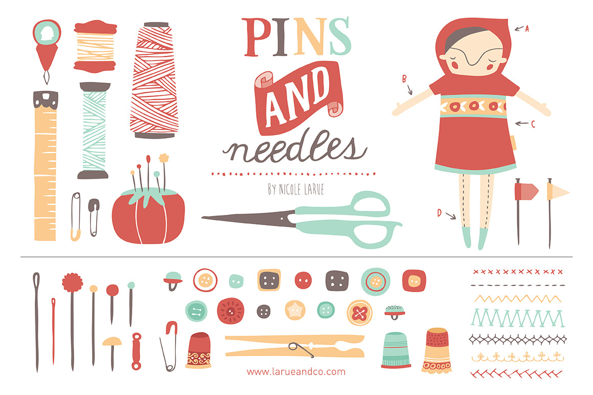 Pins & Needles (Vector), an Illustration by Small Made Goods