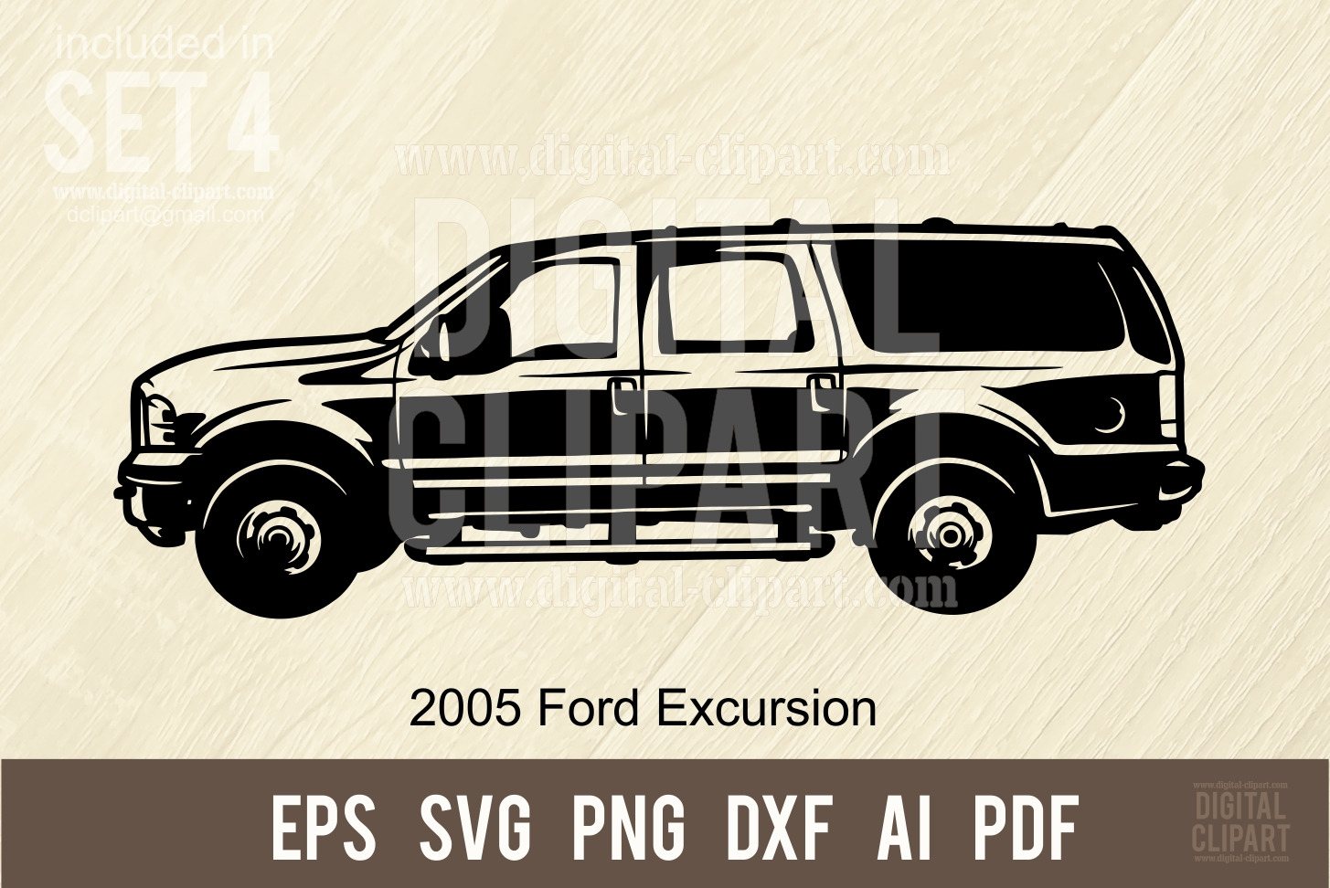 Ford Excursion 2005 Classic Car SVG, an Illustration by Digital-Clipart