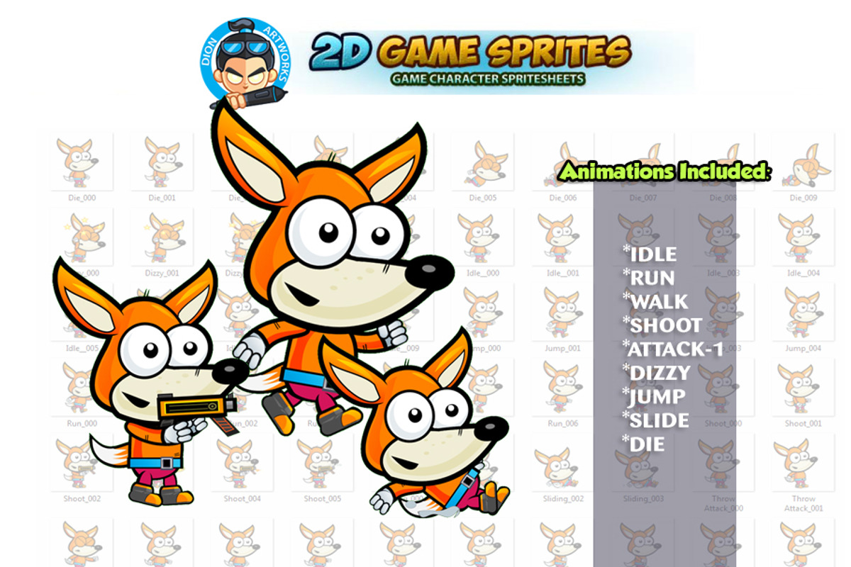 Fox 2D Game Character Sprites, a Graphic by DionArtworks | Creative Market