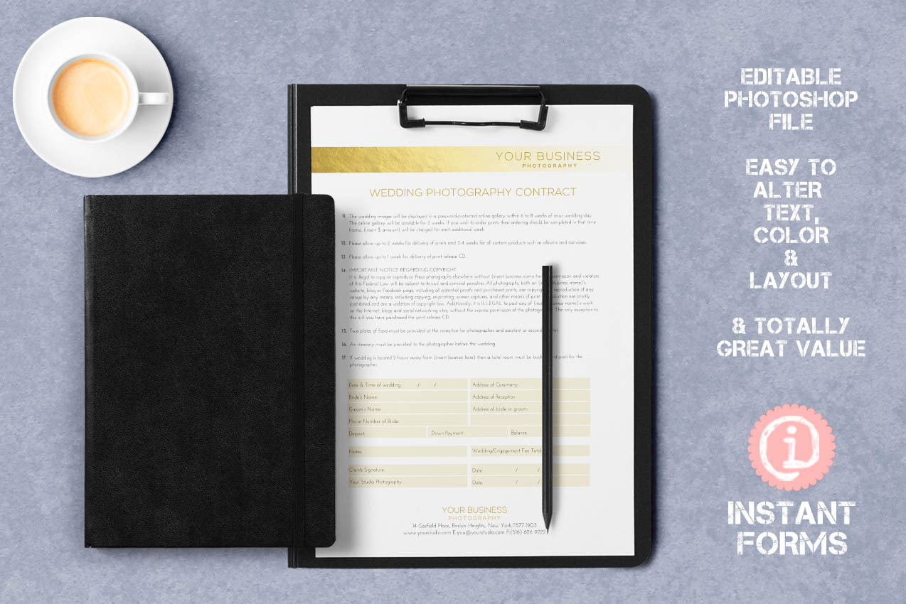 Photography Forms and Contract, a Stationery Template by InstantForms