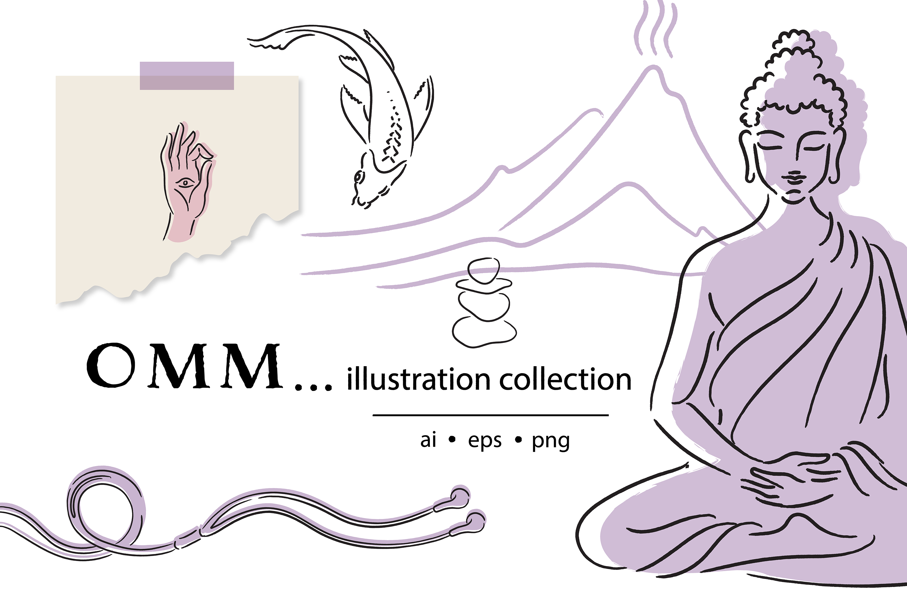 Omm... illustration set, an Illustration by masha gross
