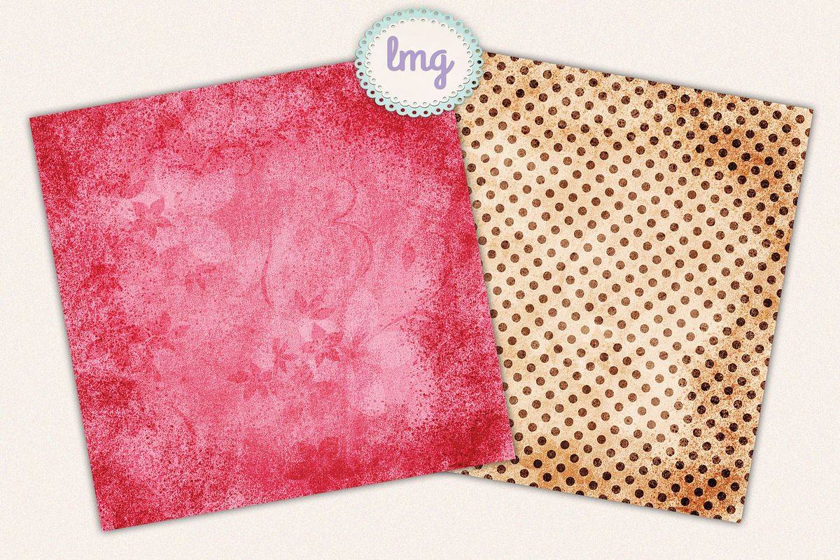 Pink and Brown Scrapbook Paper, a Pattern Graphic by Lavender Mint Graphics