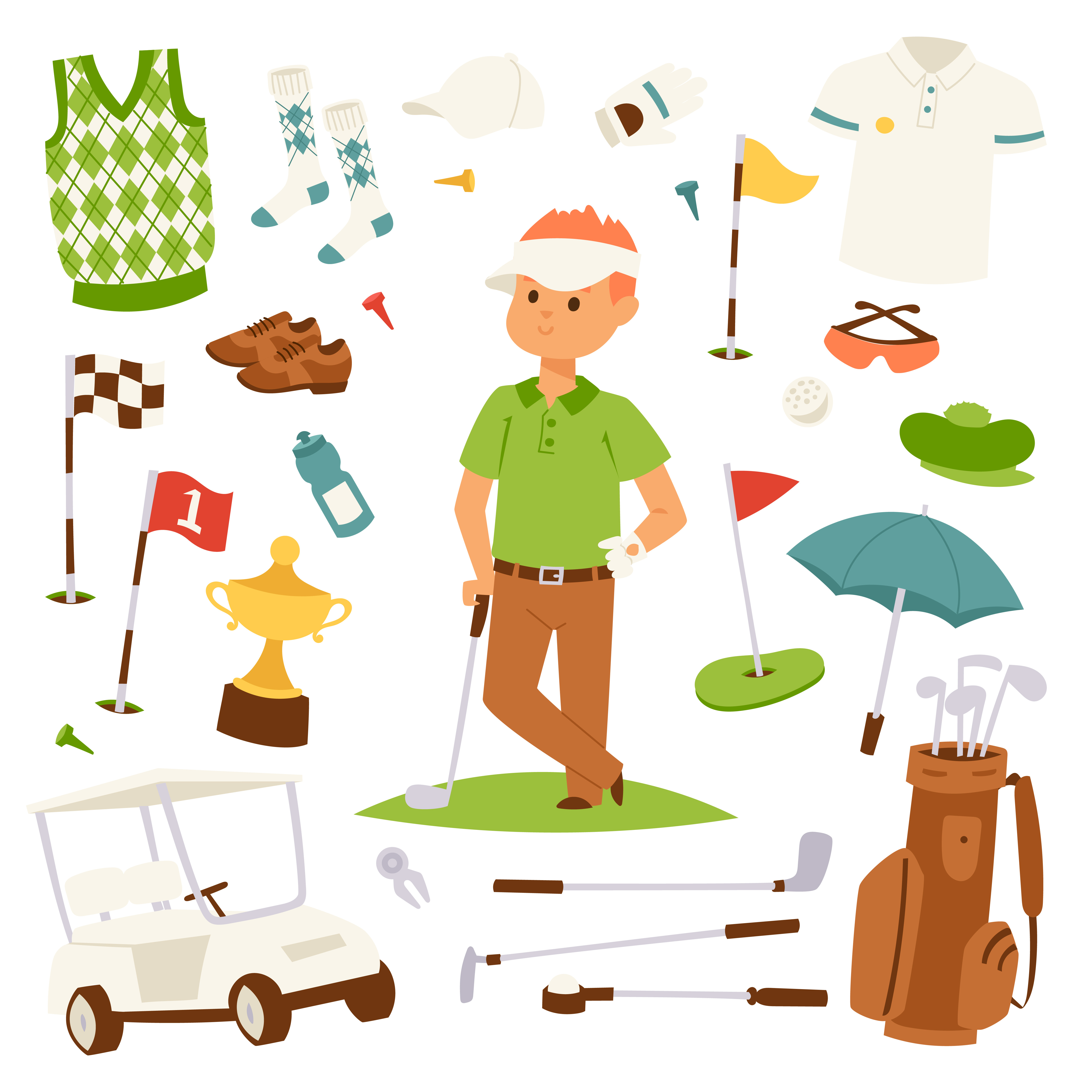 Golf player clothes and accessories, a Person Illustration by ...