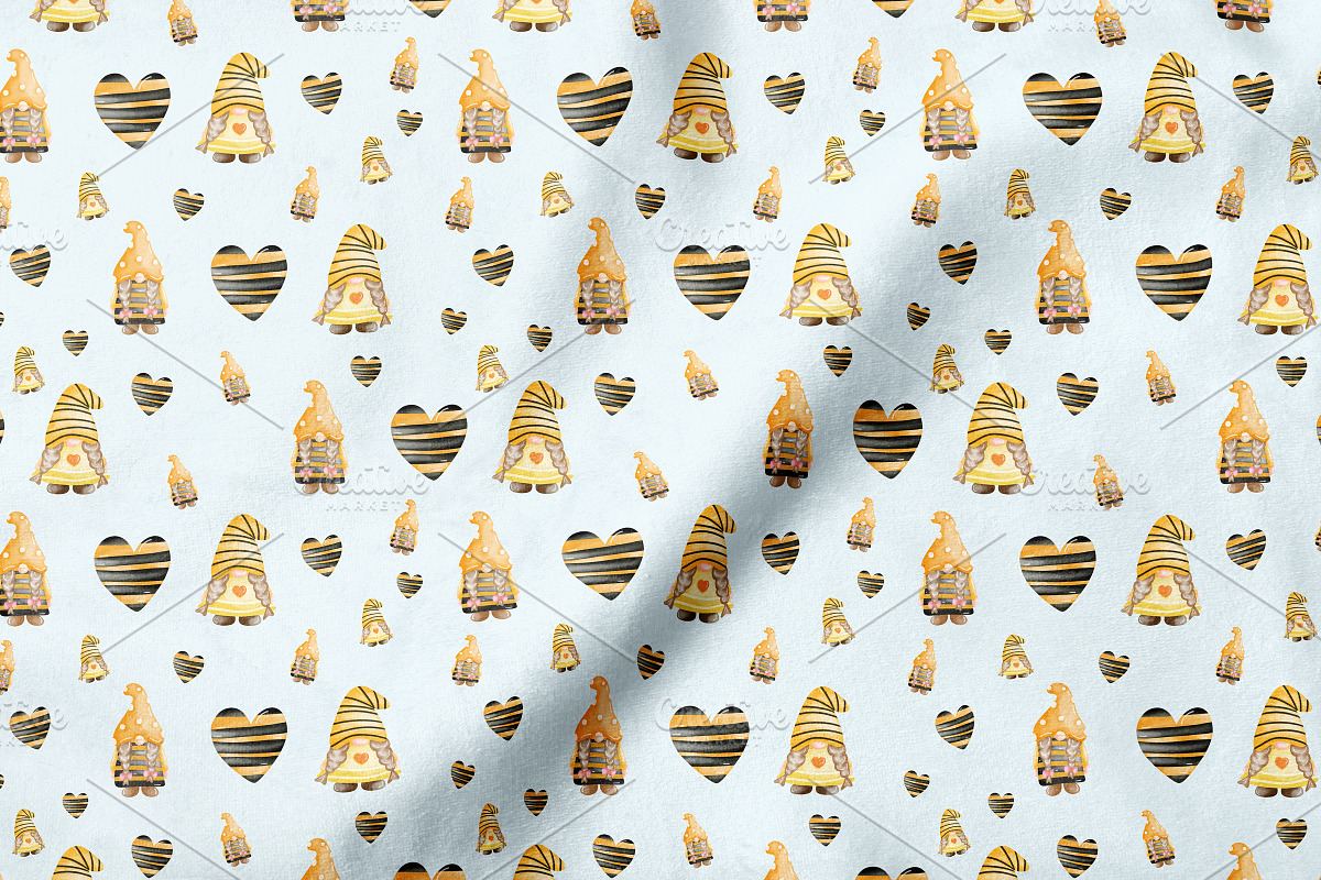 Bee Gnome Watercolor Clipart Bundle