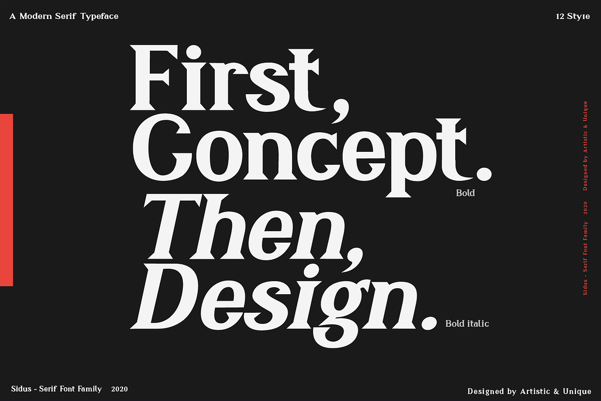 Sidus - Serif font family, a Serif Font by Artistic & Unique