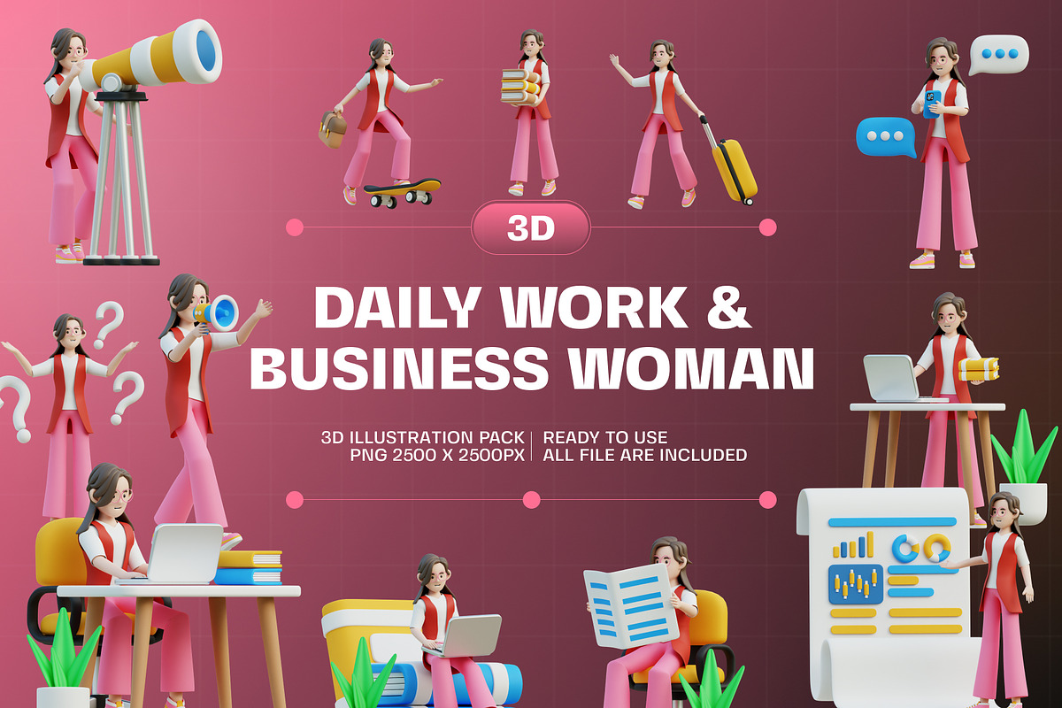 Daily Work 3D Illustration V2, a Characters & Person 3D Model by ...