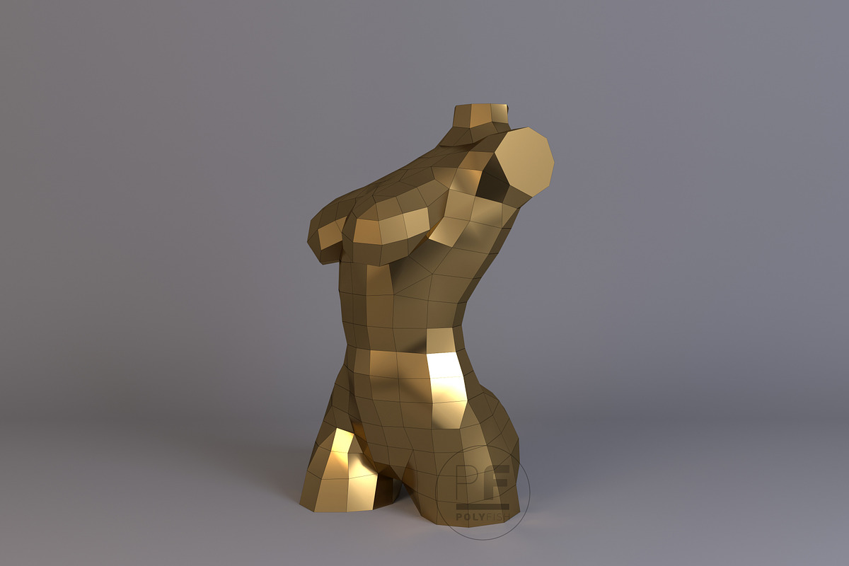 DIY Female torso 3D model template, a Templates & Theme by PolyFish