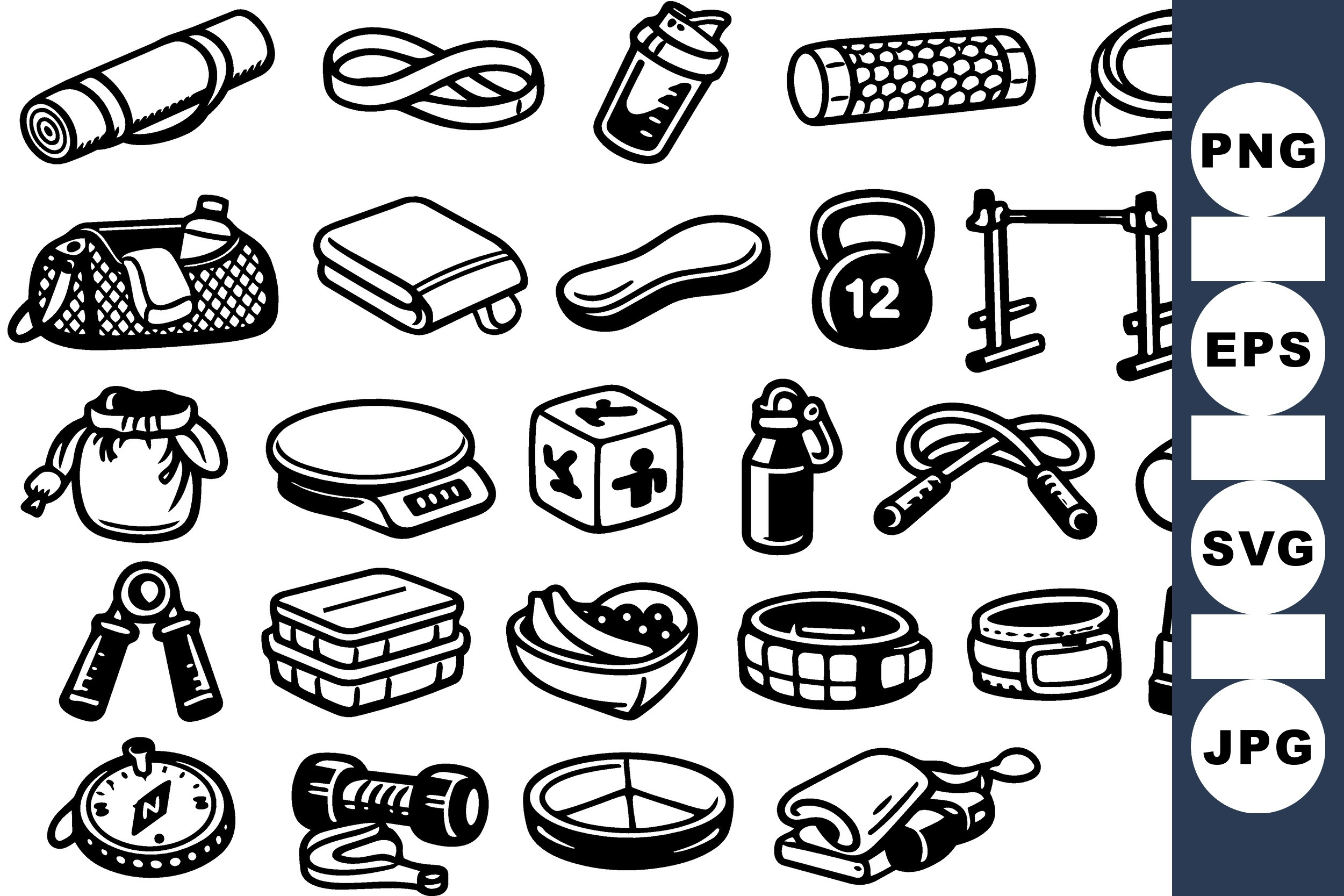 Fitness Gear Icon Clipart Set, an Illustration by designvectx