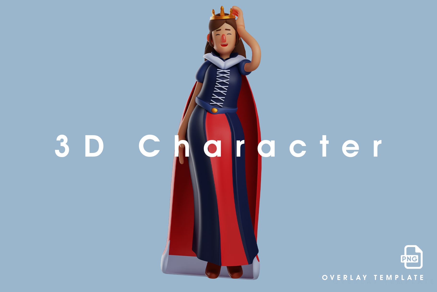 3D Queen Cartoon with praying pose, a Decorative Illustration by ...