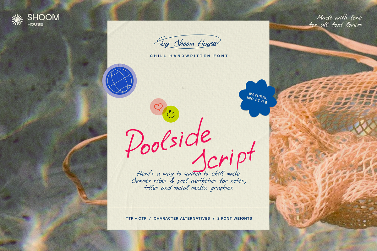 Poolside Script: Chill Typeface, a Script Font by SHOOM HOUSE
