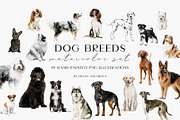Dog breed clipart illustration set