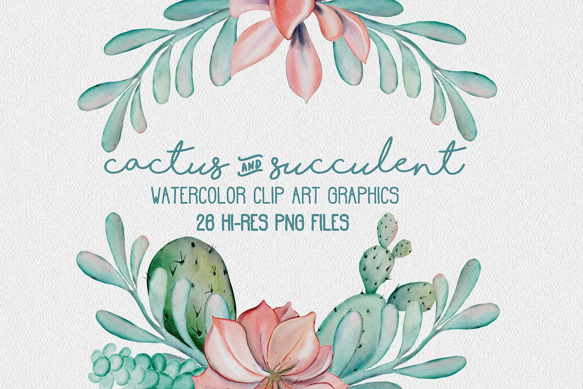 Cactus/Succulent Watercolor Clipart, an Illustration by Wooly Pronto ...