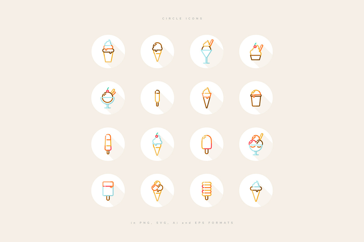 Ice Cream Line Icons, an Outline Icon by blauananas