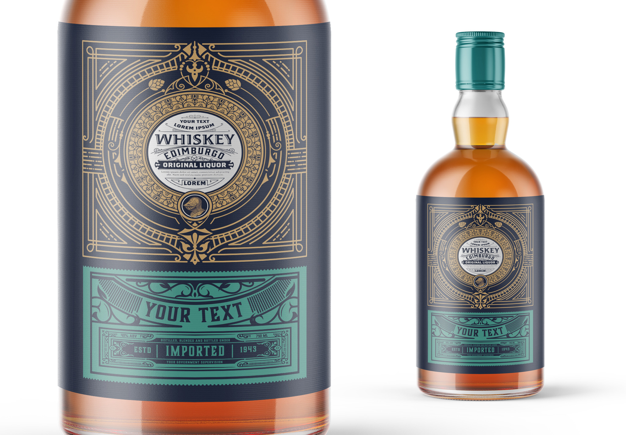 Vintage Whiskey Label Packaging, a Product Mockup by OneVectorStock ...