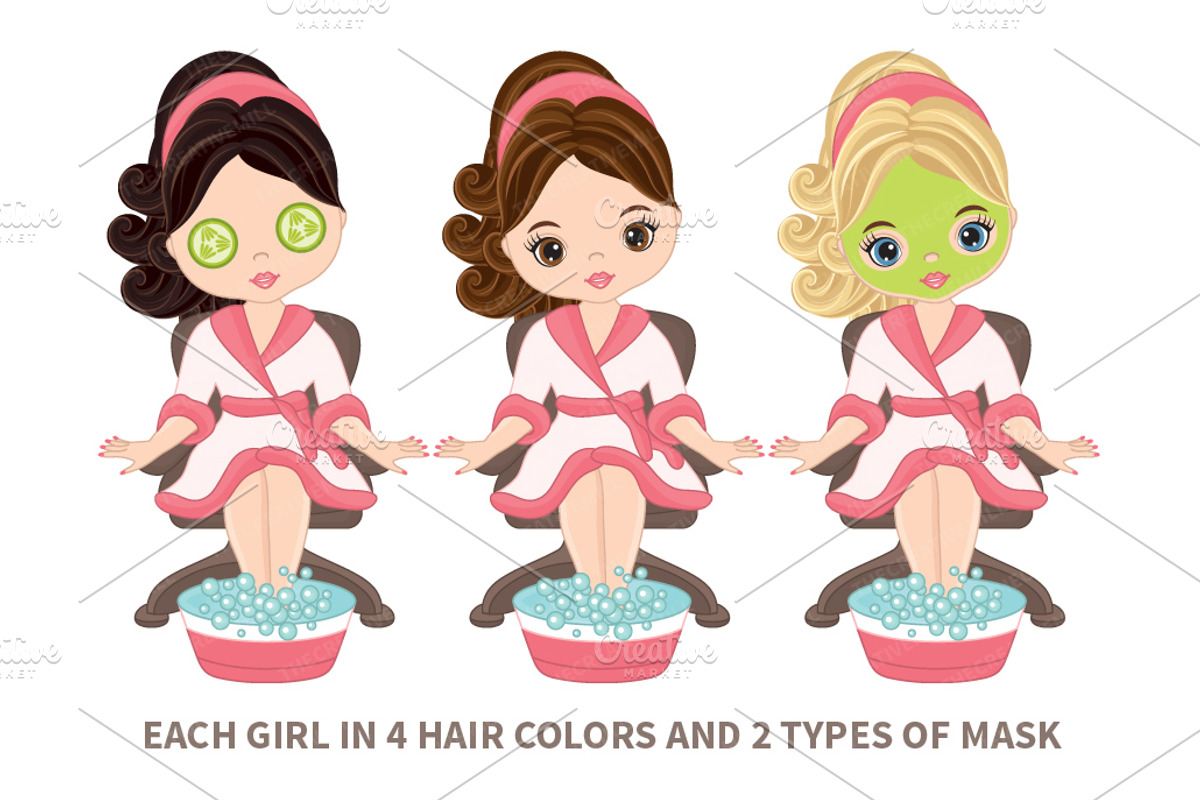 Vector Spa Girls Clipart, an Illustration by TheCreativeMill
