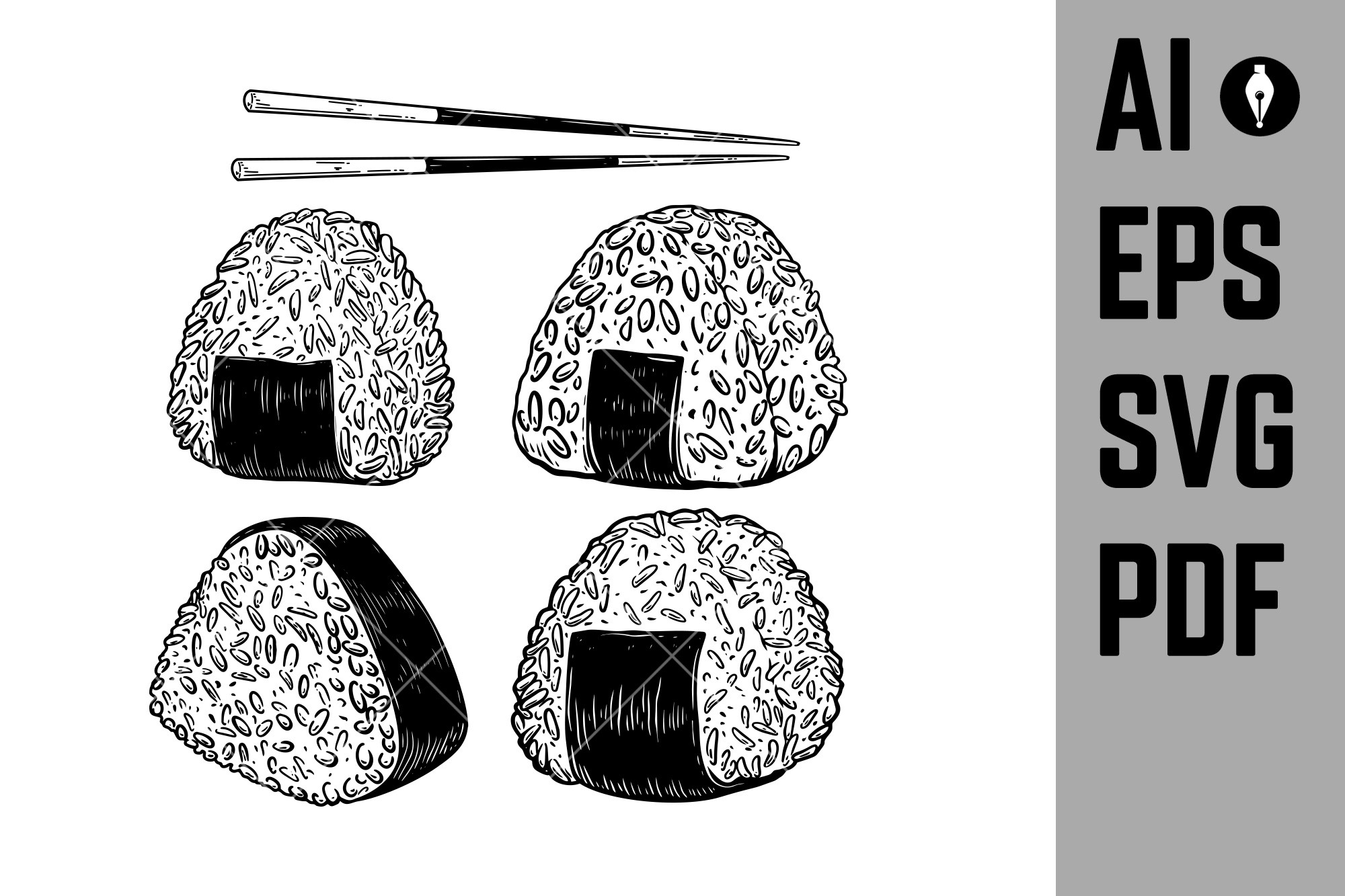 Set of illustrations of onigiri, an Object Graphic by Vectorhight