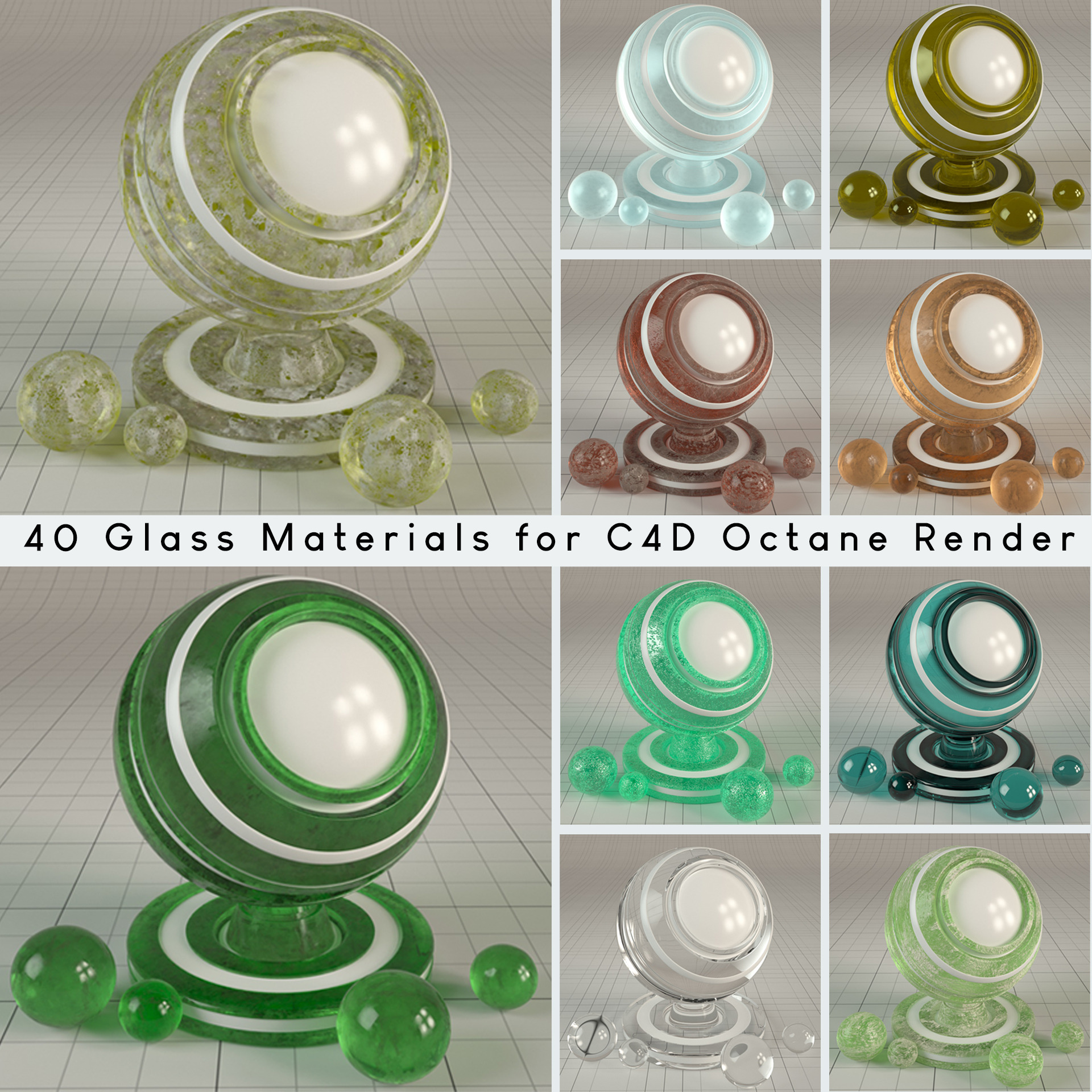40 Glass Materials for C4D Octane, a Textures & Material 3D Model by ...