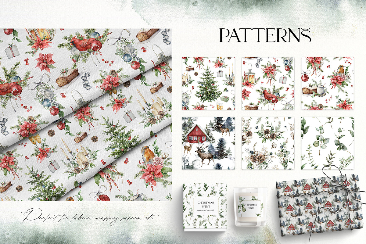 Christmas spirit watercolor clipart