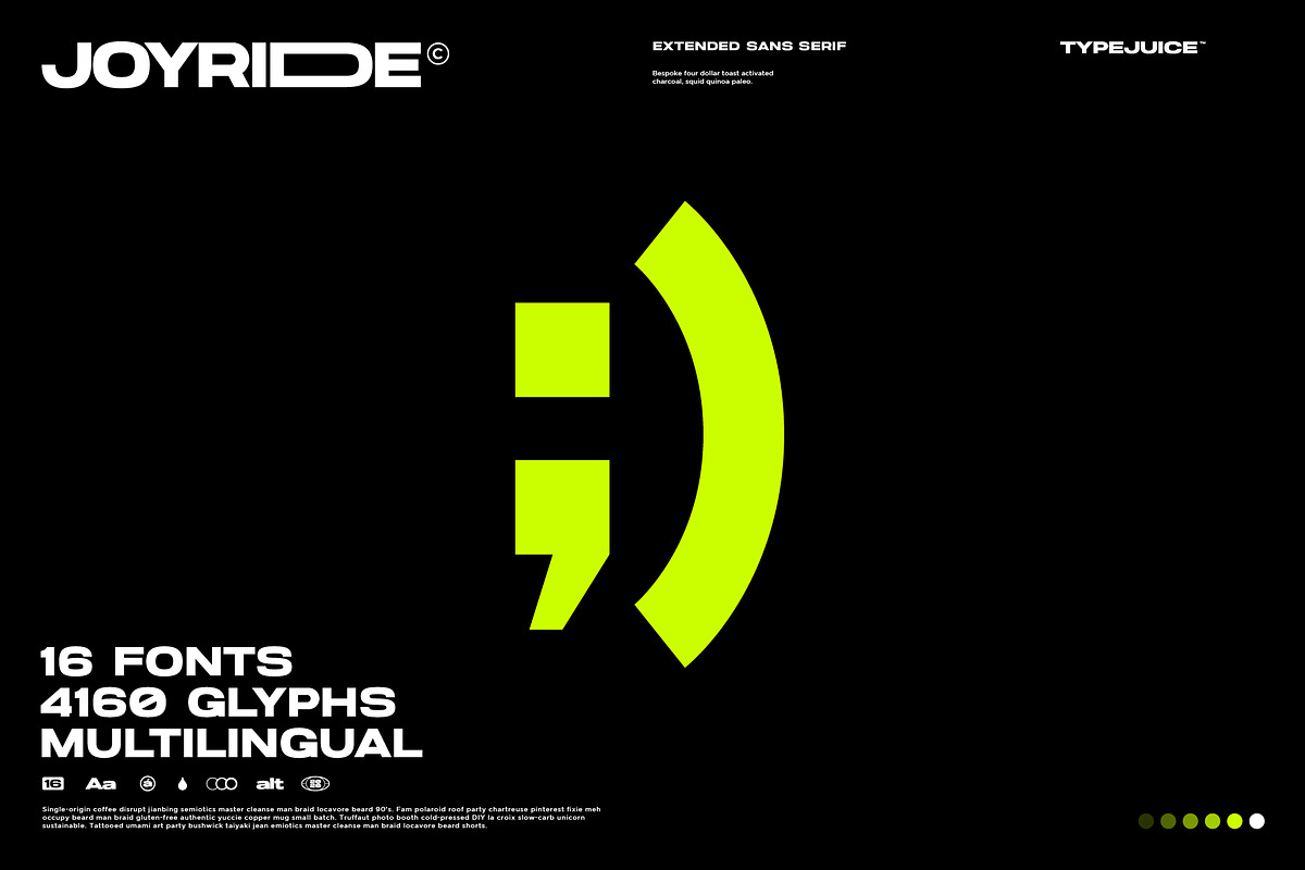 Joyride Extended Typeface, a Sans Serif Font by TypeJuice™
