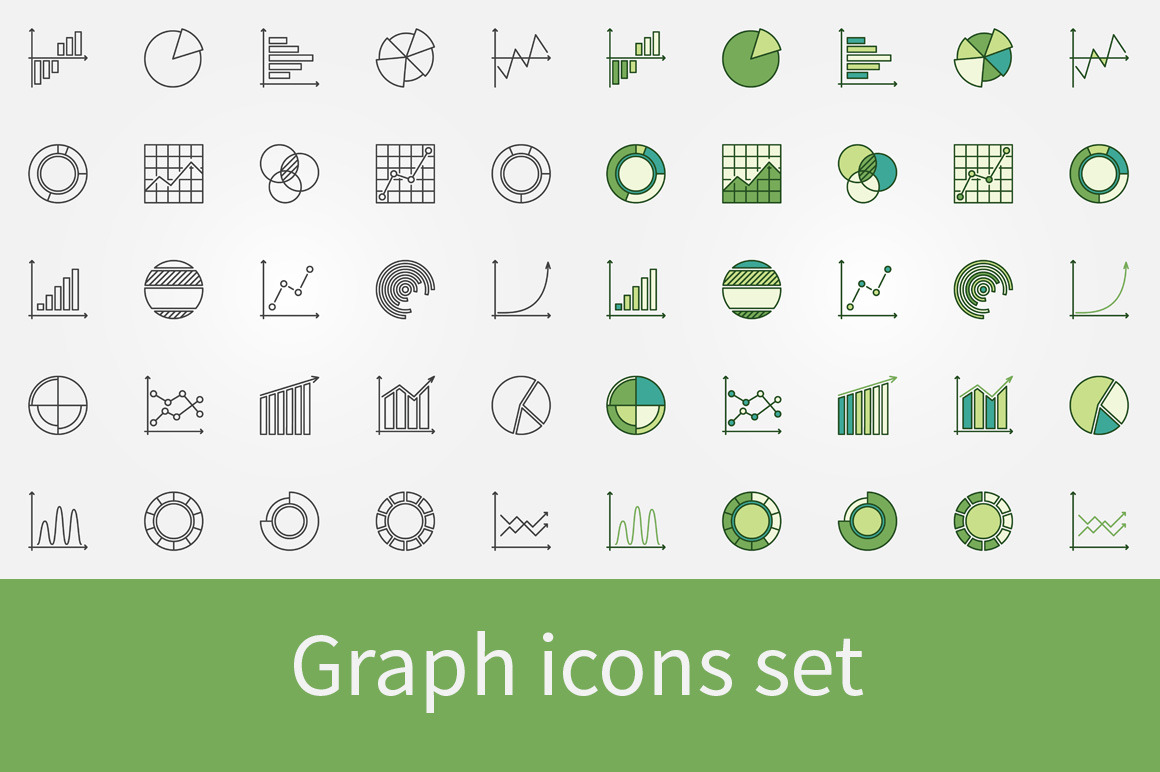 Graph icons set, an Outline Icon by Venomous Vector