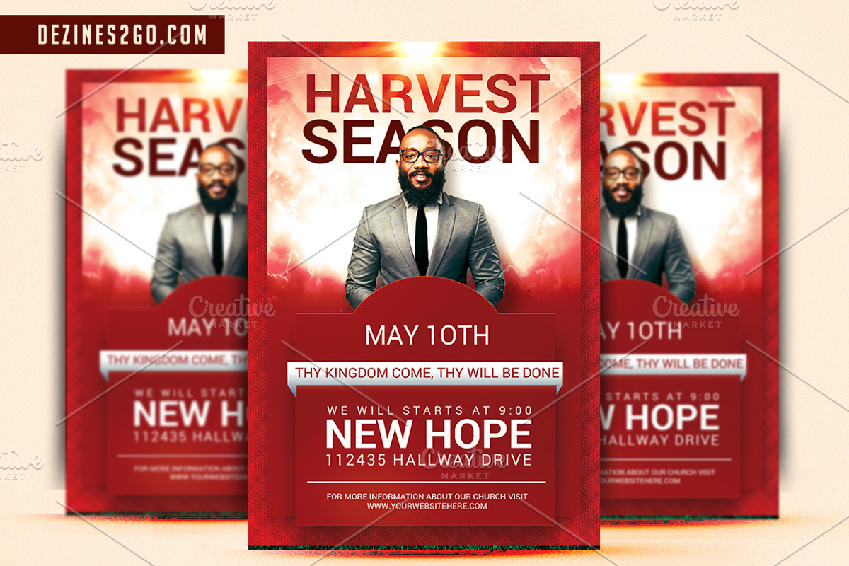 Harvest Season Church Flyer Template, a Flyer Template by Dezines2go