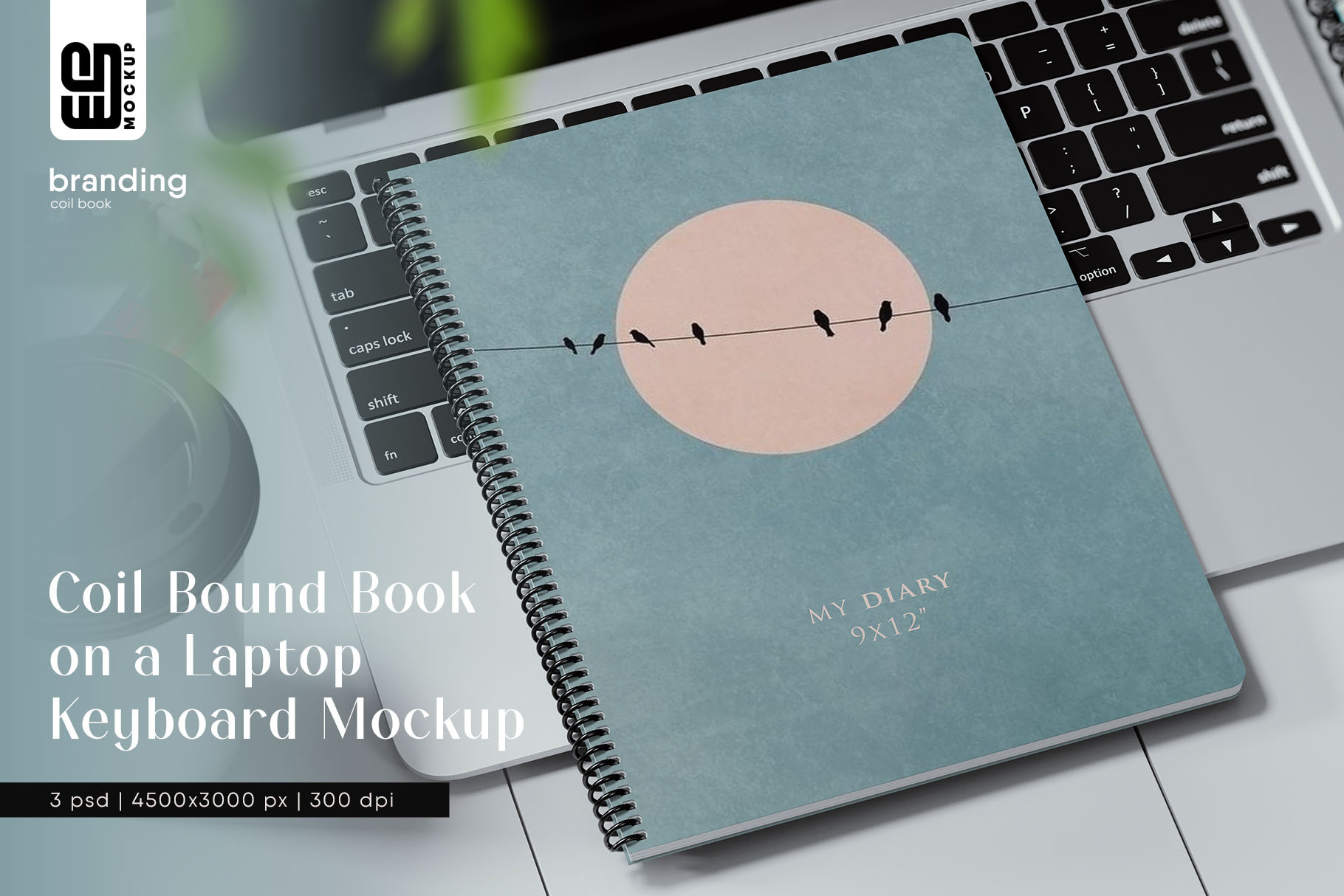 Coil Bound Book on a Laptop Mockup, a Books & Magazine Mockup by SD Mockup