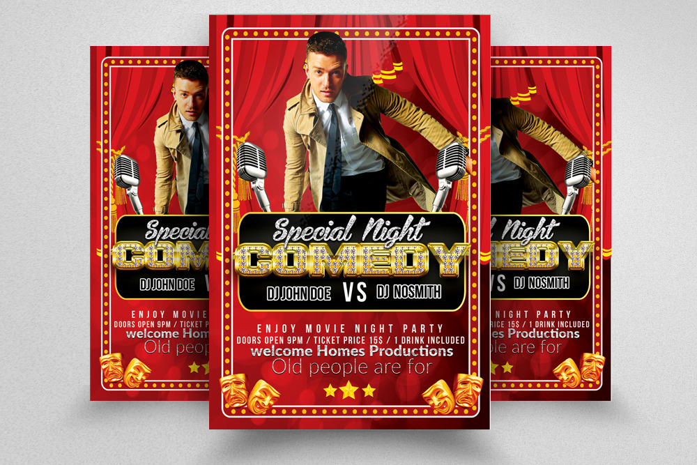 Stand Up Comedy Flyer, a Flyer Template by Psd Templates