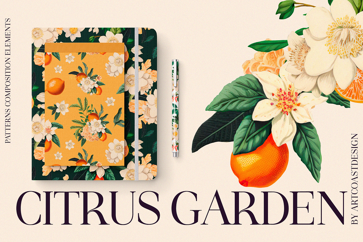 Citrus Garden Floral Set & Poster, an Object Illustration by nadispasibenko