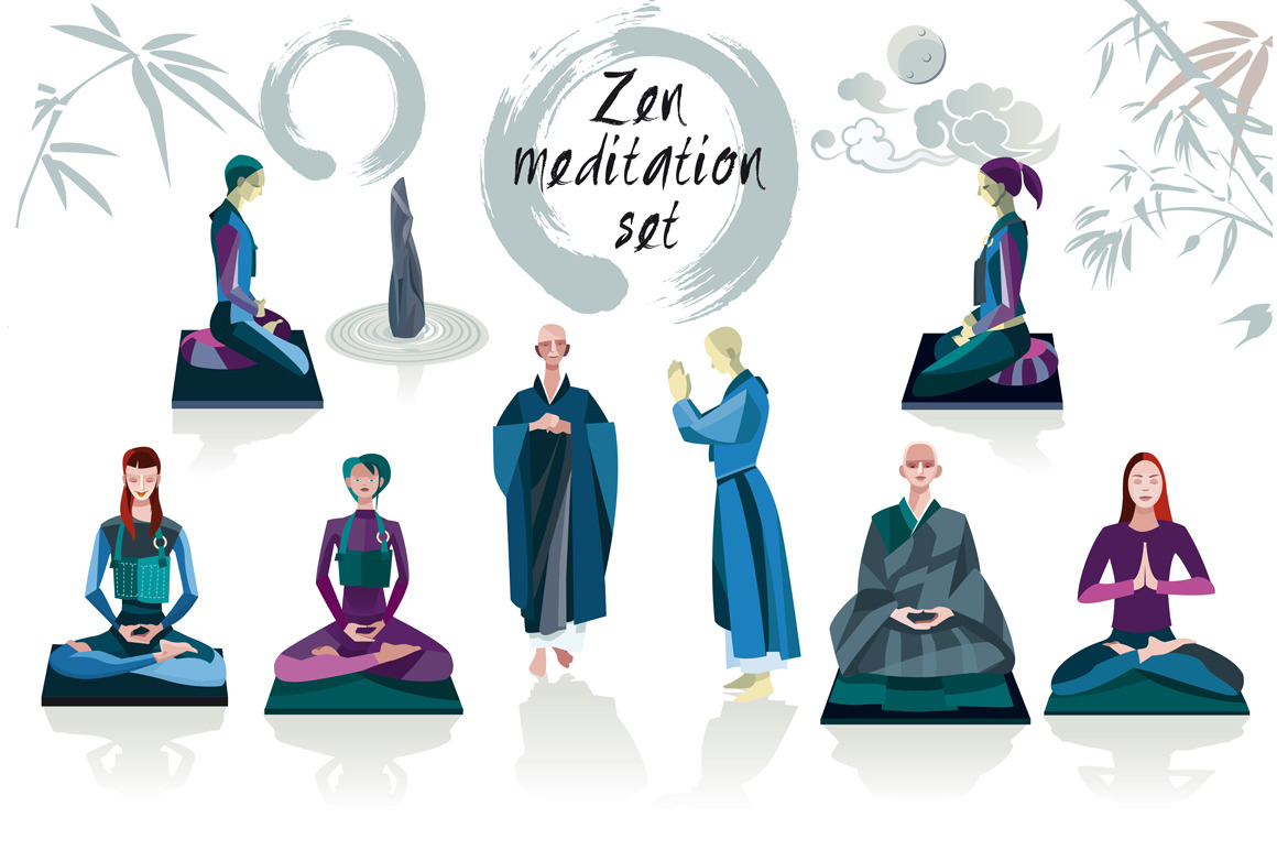 Zen Meditation Set, a Person Illustration by ÁRTICA
