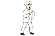 Chef Cook Mustache Standing Pointing, a Food Illustration by patrimonio