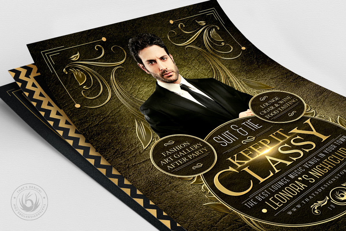 Suit and Tie Flyer Bundle, a Flyer Template by ThatsDesign Art