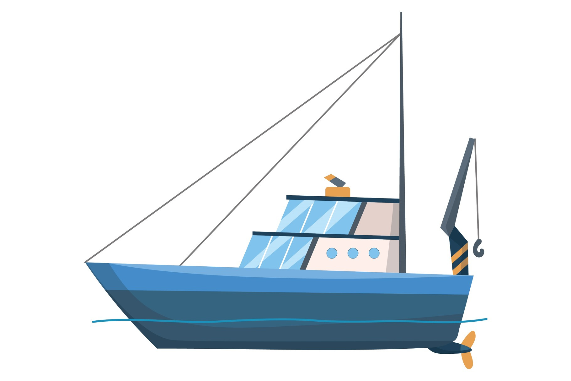 Fishing boat side view, an Object Illustration by Things for designers