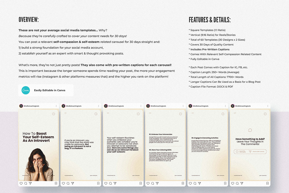 Self-Compassion Instagram Templates, a Social Media Template by AndrewPixel