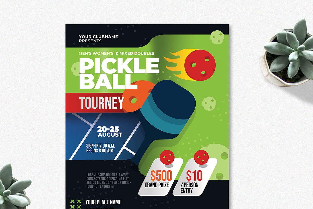 Pickleball Tournament Flyer Template