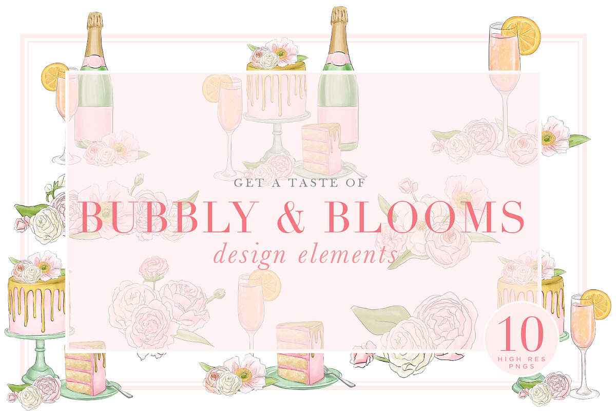 Bubbly and Blooms Design Elements, an Illustration by Relish Designs ...