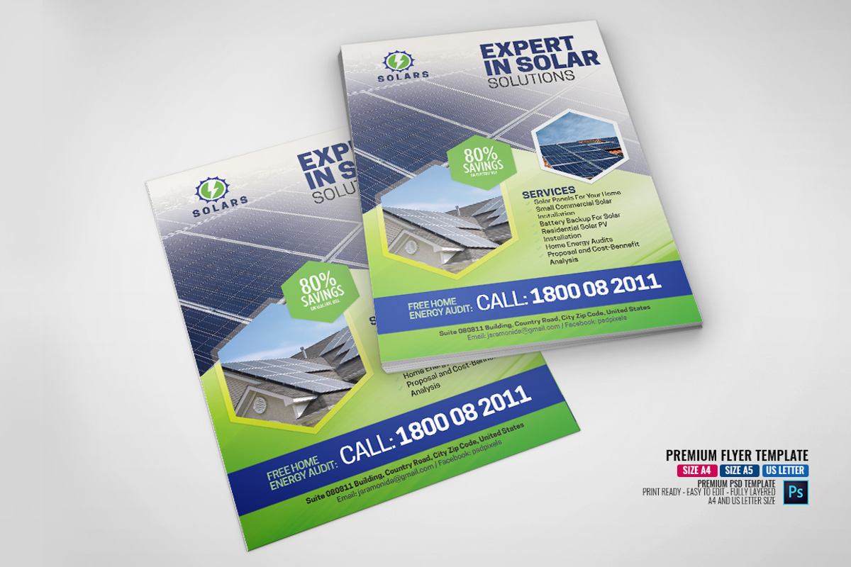 Solar Installation Flyer, a Flyer Template by PSDPixel