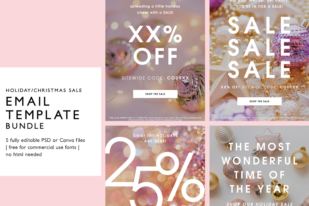 Holiday Christmas Sale Email Bundle, an Email Template by KikiBunnyCreative