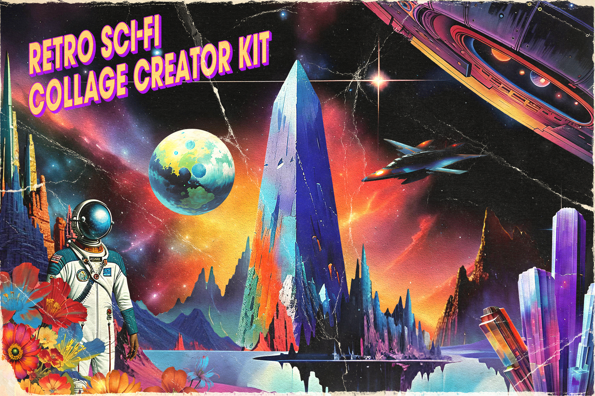 Retro Sci-Fi Collage Creator Kit, an Object Graphic by Nibera