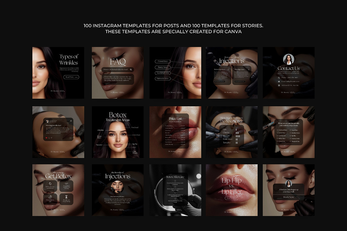 200 Botox and Lip Filler Instagram Canva Templates | Creative Market