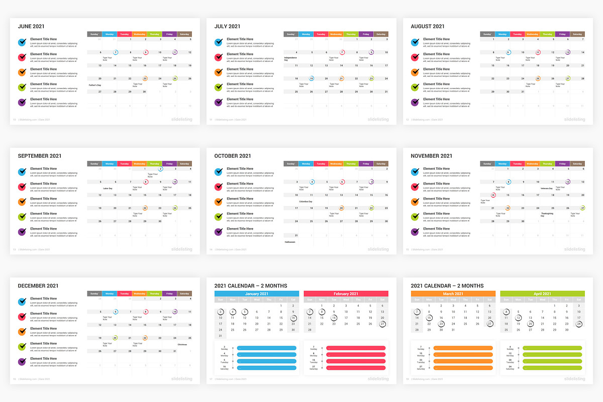 2022 calendar PowerPoint diagrams