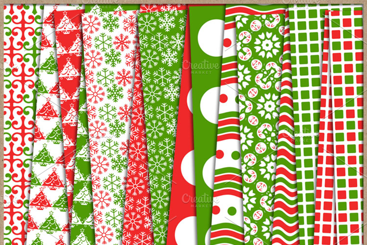 Red and Green Collection Papers 3, a Pattern Graphic by Adriana Ferrari ...