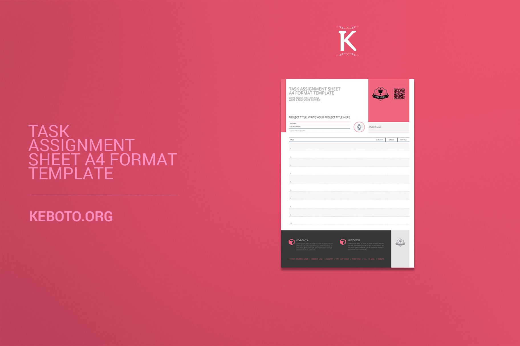 Task Assignment Sheet A4 Format, a Templates & Theme by Keboto ...